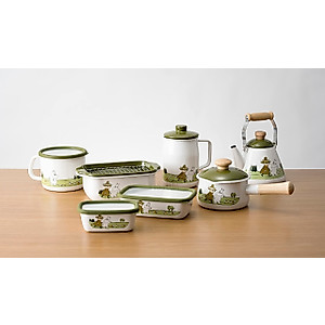 Fuji Enamel MTG-14MP Storage Container, Enameled Stockpot, Moomin, Olive, 5.5 inches (14 cm)