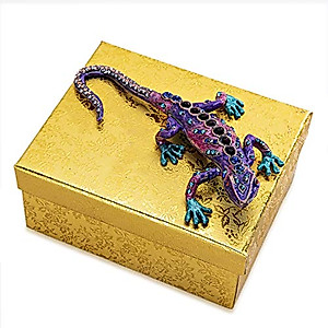 YU FENG Purple Lizard Jewelry Trinket Boxes Hinged Animal Figurines Collectibles