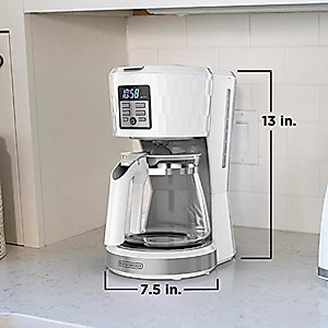 BLACK+DECKER Honeycomb Collection 12-Cup Programmable Coffeemaker, with Premium Textured Finish, White