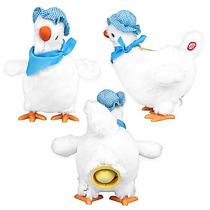 hbbhml Plush Electric Stuffed Laying Egg Chicken Toy Doll with Sound Music Easter for Boys Girls