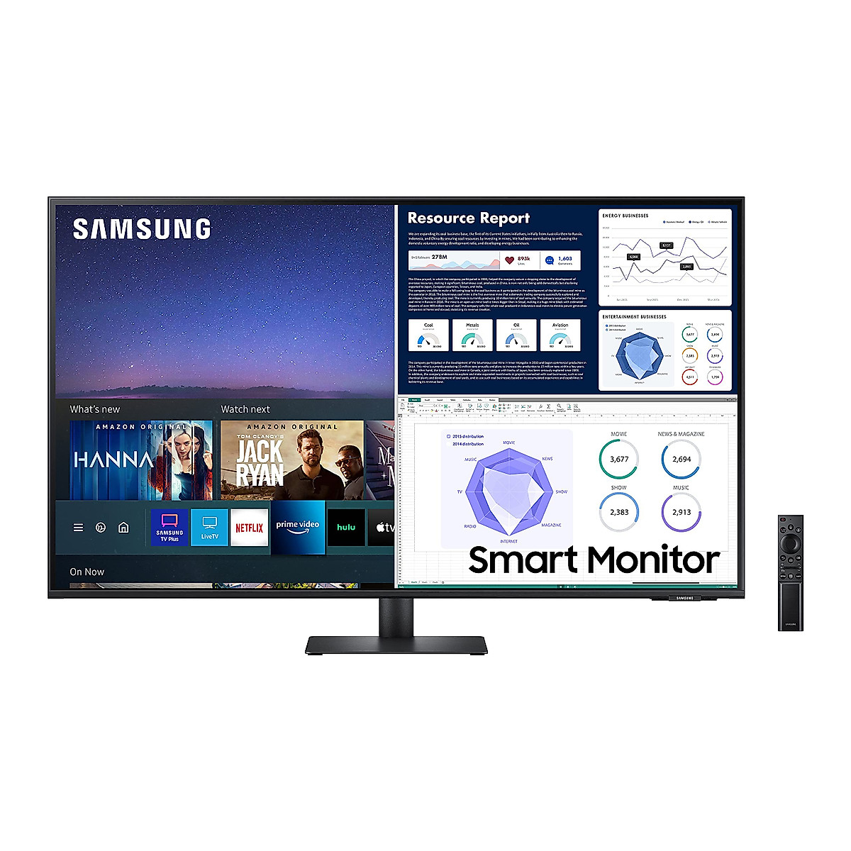 Samsung 43-Inch Class Monitor M7 Series - UHD Smart Monitor LS43AM702UNXZA, 2021 Model (Renewed)