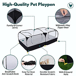Small Animals Playpen,Pet Cage Tent Large Chicken Run Coop with Detachable Bottom Breathable Transparent Mesh Walls, Foldable Pet Enclosure for Puppy Kitten Rabbits Indoor Outdoor playpen