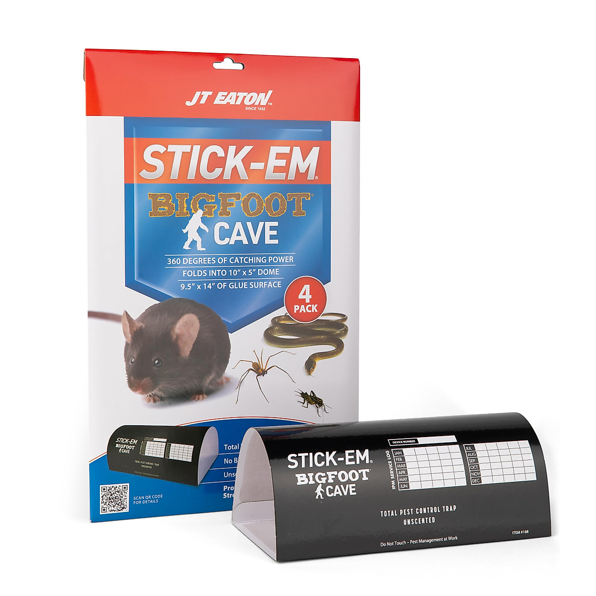 JT Eaton 188-4 Stick-Em Bigfoot Cave Glue Trap for Rodents, Snakes, and Other Pests (Case of 12)
