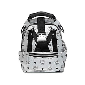 MCM Women's Berlin Silver Metallic Coated Canvas Mini Backpack MUK9SJV23SB001