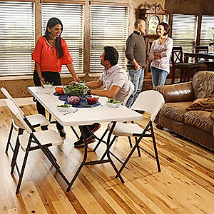 Lifetime 42810 Light Commercial Folding Chair, White Granite, Pack of 4