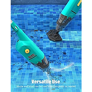 Efurden Handheld Pool Vacuum, Rechargeable Pool Cleaner with Running Time up to 60-Minutes Ideal for Above Ground Pools, Spas and Hot Tub for Sand and Debris, Green