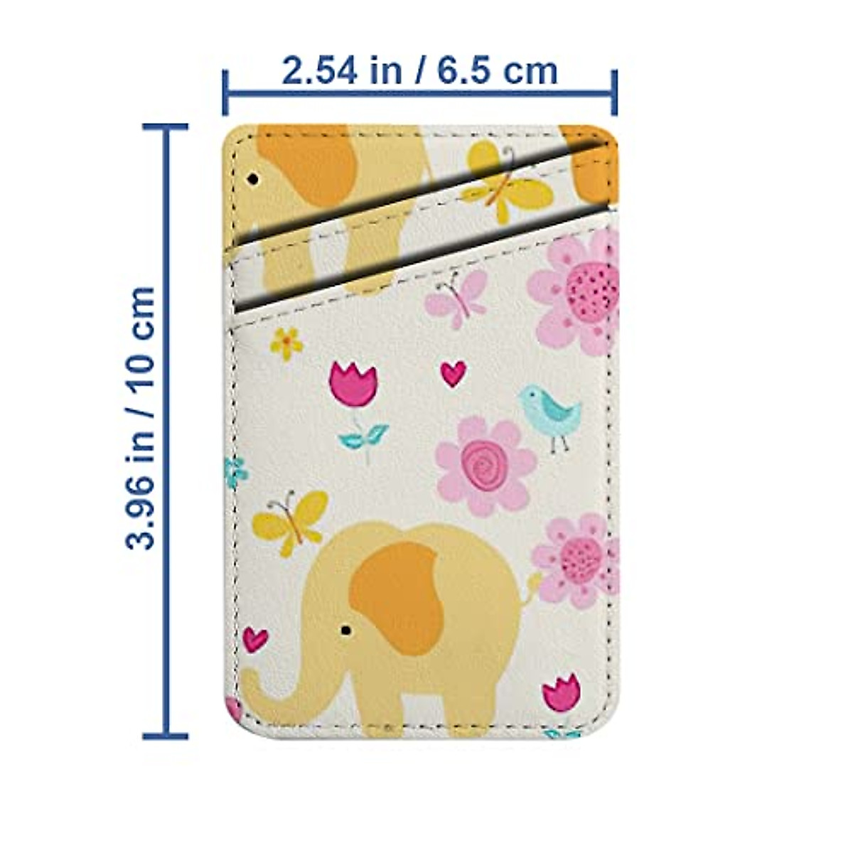Diascia Pack of 2 - Cellphone Stick on Leather Cardholder ( Colorful Elephants Flowers Butterflies Birds Pattern Pattern ) ID Credit Card Pouch Wallet Pocket Sleeve