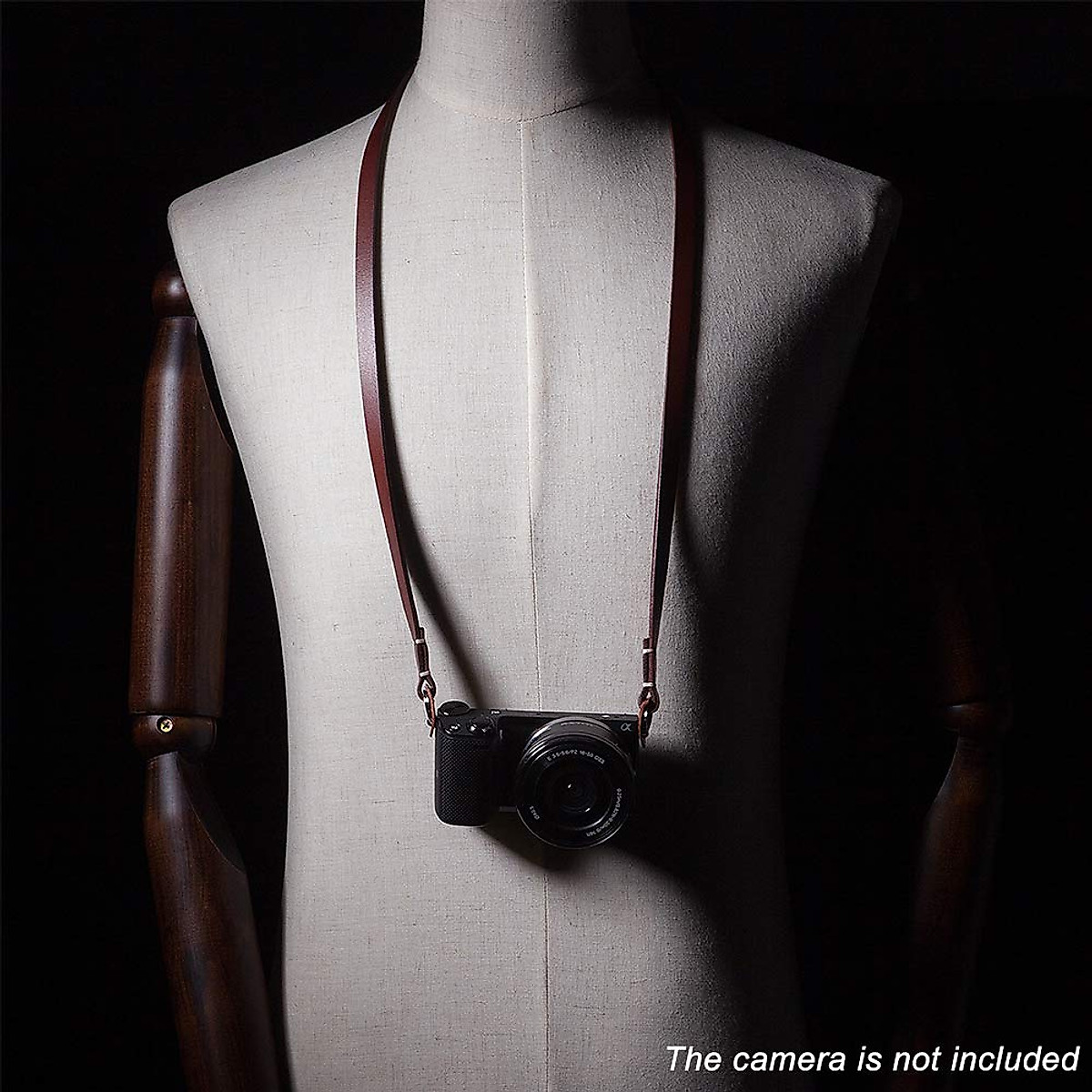 CANPIS Genuine Leather Camera Neck Shoulder Strap Compatible with Fujifilm Sony Olympus Panasonic Lecia Canon Nikon Mirrorless Compact Cameras (Brown, Retro Style, Slim Belt)