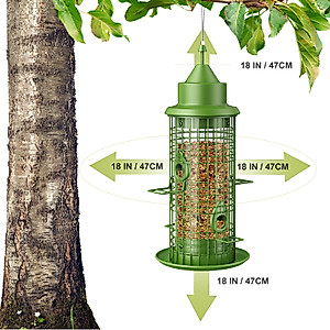 Bird Feeders for Outdoors Hanging, Squirrel Proof Wild Bird Feeder for Outside, Metal Hanging Bird Seed Feeders for Cardinal, Finch, Sparrow, Blue Jay, 3LBs, 4 Ports, Chew-Proof, Weather-Resistant