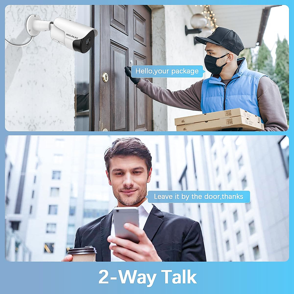 WEILAILIFE 【90ft Super Night Vision & 130°Ultra Wide-Angle】 2-Way Audio 5.0MP Outdoor Wired Extended Security Camera, Bullet Exterior Surveillance, Home Video Surveillance & Security Cameras