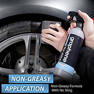 Torque Detail Graphene Tire Shine Spray - Long Lasting Deep Black Shine with No Sling - Graphene Protection Against UV Rays, Fading & Yellowing - 16 Oz