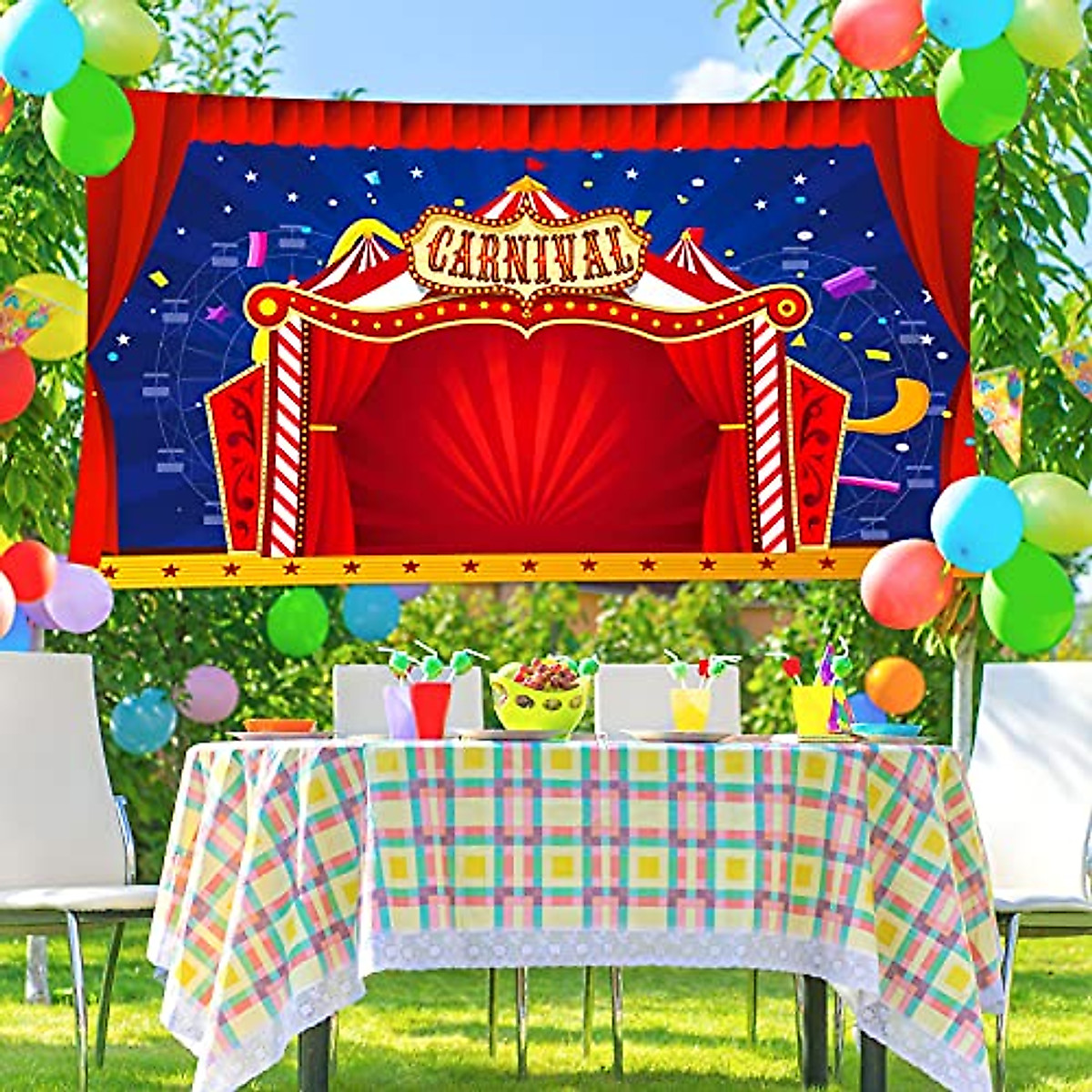 Big Circus Theme Party Decorations Carnival Circus Tent Backdrop Party Decorations Carnival Banner for Kids Birthday Party Decorations Supplies, 6 x 3 ft
