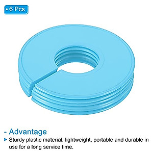 PATIKIL Clothes Dividers, 6 Pack Closet Clothing Rack Size Dividers Blank Labels Sorting Round Separator for Closet, Light Blue