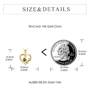 KECHO 14k Gold Paw Print Necklace for Women, Gold Heart Pendant Jewelry Gifts for Her (Heart-2)