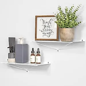 J JACKCUBE DESIGN Metal Wall Shelf/Floating Shelves, Display Hanging Organizer Rack for Living Room, Bathroom, Kitchen (White, Trapezoid) - MK486B