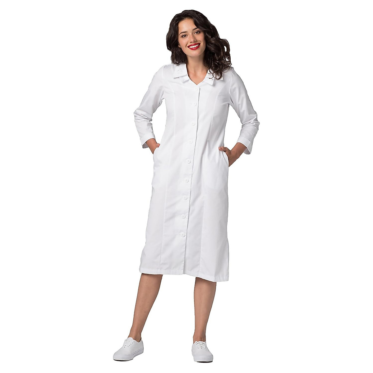 Adar Uniforms Universal Scrub Dress for Women - Embroided Collar 2801 White 8