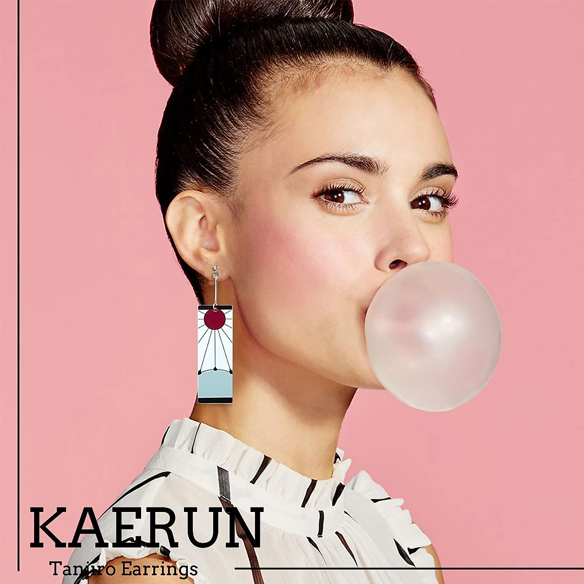 KAERUN 12 Pairs Women's Tanjiro Earrings Anime Demon Slayer Earrings Cosplay Fashion Double-sided Acrylic Alloy Resin Earrings