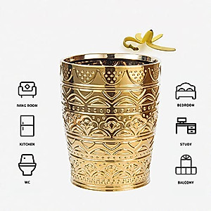 RXLVCKY Gold Bathroom Accessories Set, 5-Piece Ceramic Gift Set, Include Toothbrush Holder, Toothbrush Cup, soap Dispenser, soap Dish, Trash can