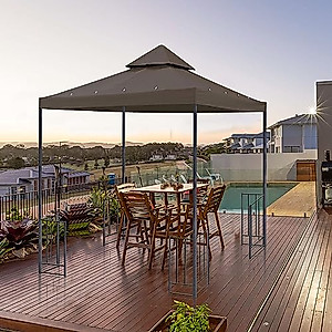 Yescom 8'x8' UV30+ Gazebo Canopy Replacement Top Cover Coffee Liqueur for Dual Tier Outdoor Patio Garden Tent Y0018T10