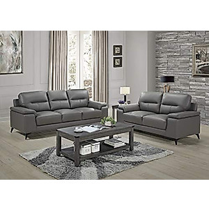 Homelegance 67" Leather Loveseat, Dark Gray