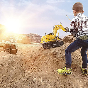 VOLL Remote Control Excavator Toy Truck RC Construction Vehicles for Boys Girls Kids RC Tractor with Working Sounds RC Tractor Construction Vehicles Toy