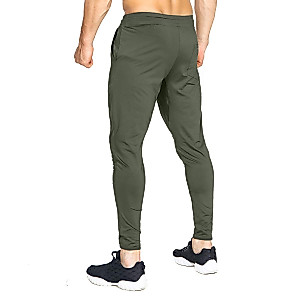 BROKIG Mens Lightweight Gym Jogger Pants,Men's Workout Sweatpants with Zip Pocket(Army Green,Medium)
