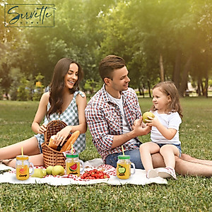 Mason Jar Drinking Glasses 15oz/450mL with Lid & Straw Printed Fruit - Set of 4