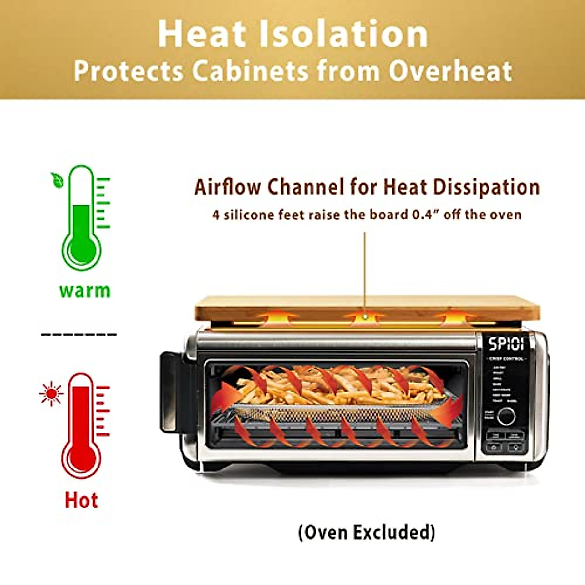Cutting board Compatible with Ninja Foodi SP101 SP201 SP301 Digital Dual Heat Air Fryer, for Countertop Convection Toaster Oven, Heat Resistant Silicone Feet, Creates Storage Space, Protects Cabinets