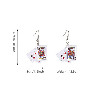 GBAHFY Poker Irregular Women Drop Earring Playing Card Resin Girl Casual Ear Jewelry Party Hip Hop Jewellery (Poker Irregular Earring-White), Black