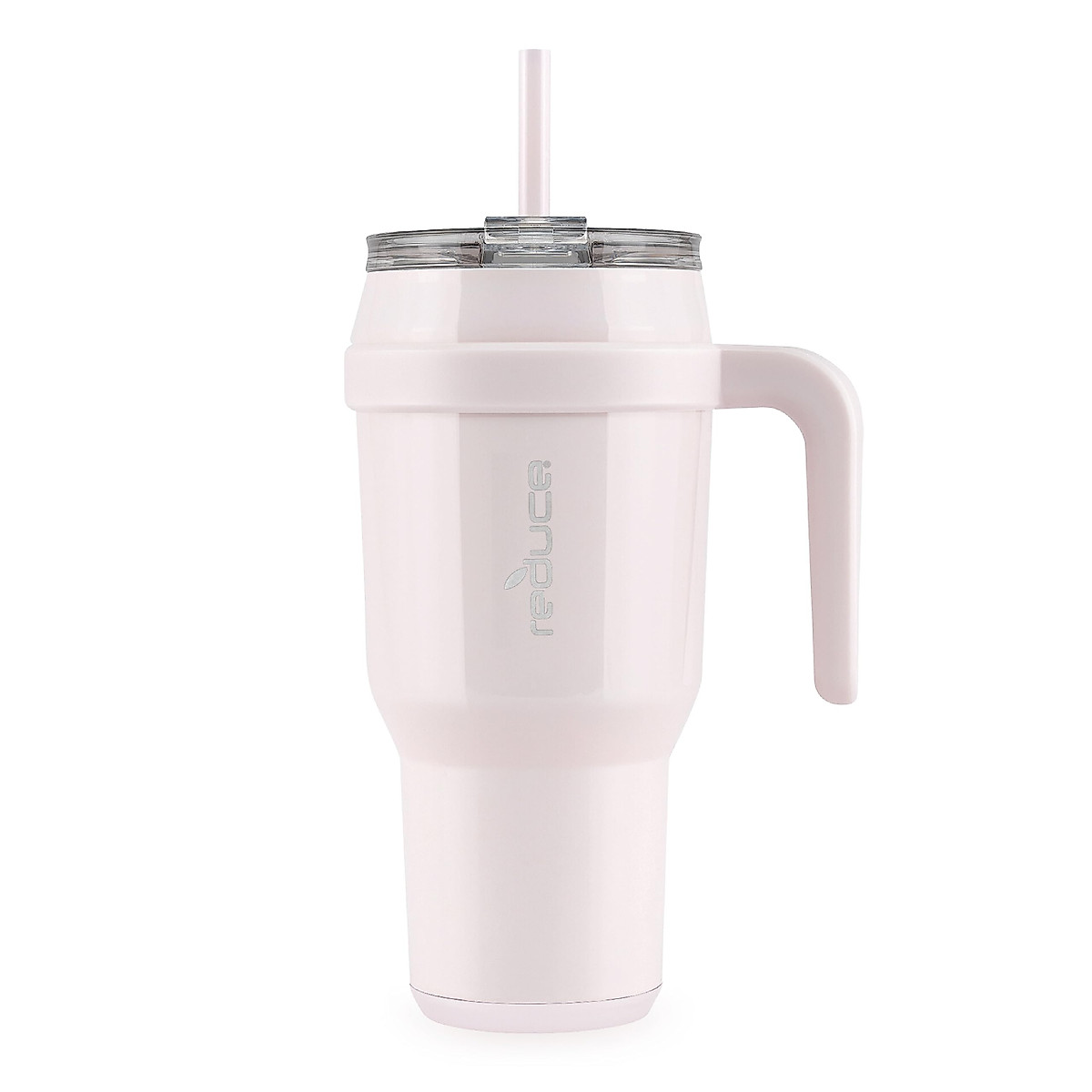 REDUCE Cold1 40 oz Tumbler with Handle - Vacuum Insulated Stainless Steel Water Bottle for Home, Office or Car, Reusable Mug with Straw or Leakproof Flip Lid, Keeps Drinks Cold All Day- Gloss Cotton