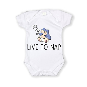 Dittoxpression Live to Nap Unisex Baby Bodysuit (3-6 MO) White