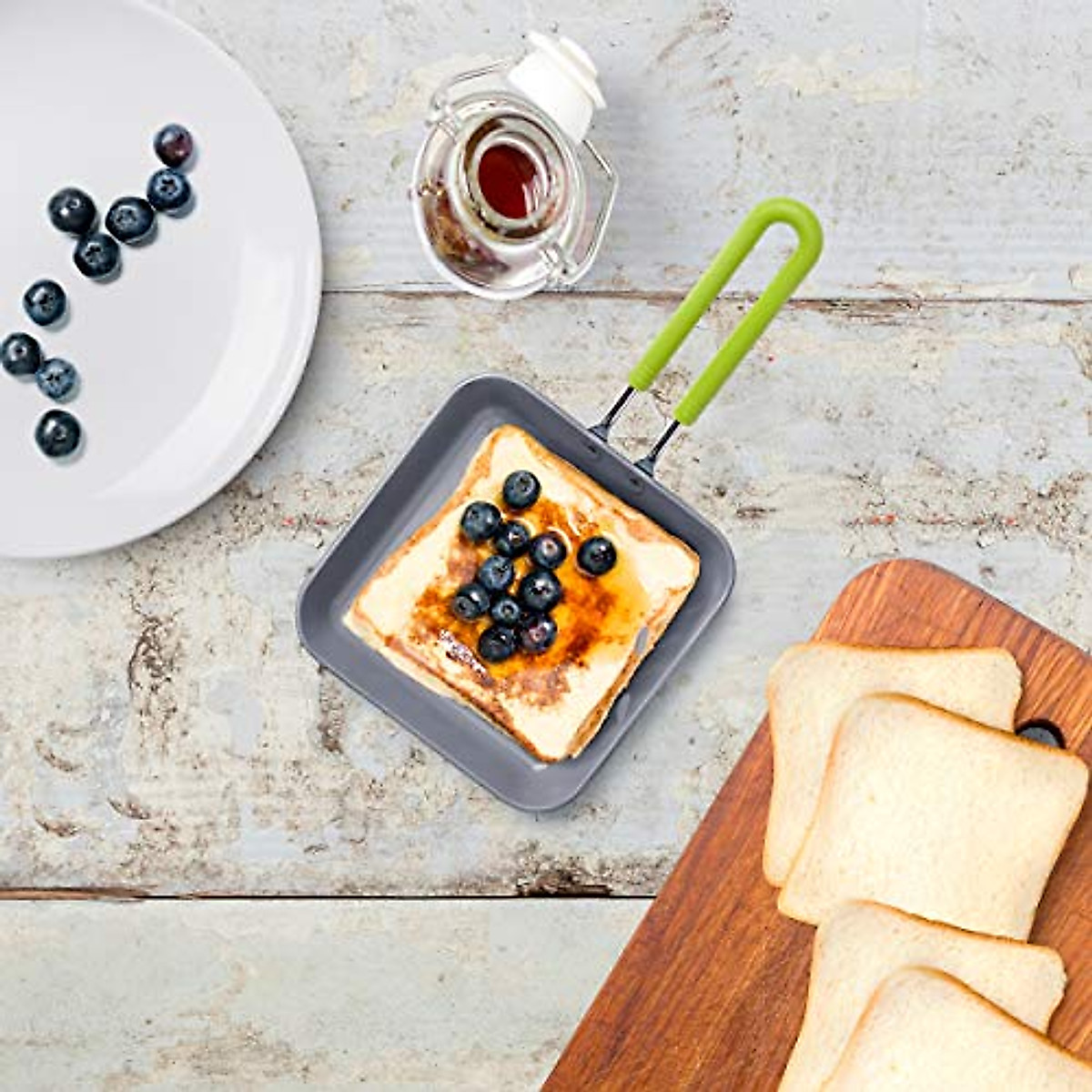 GreenPan Mini Healthy Ceramic Nonstick, 5" Square Egg Pan, PFAS-Free, Dishwasher Safe, Stay Cool Handle, Black