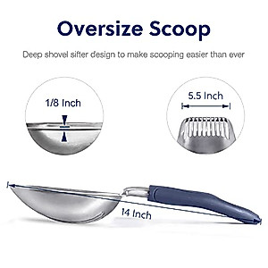 WePet Cat Litter Scoop, Aluminum Alloy Sifter, Kitty Metal Scooper, Deep Shovel, Long Handle, Poop Sifting, Kitten Pooper Lifter, Durable, Heavy Duty, for Litter box