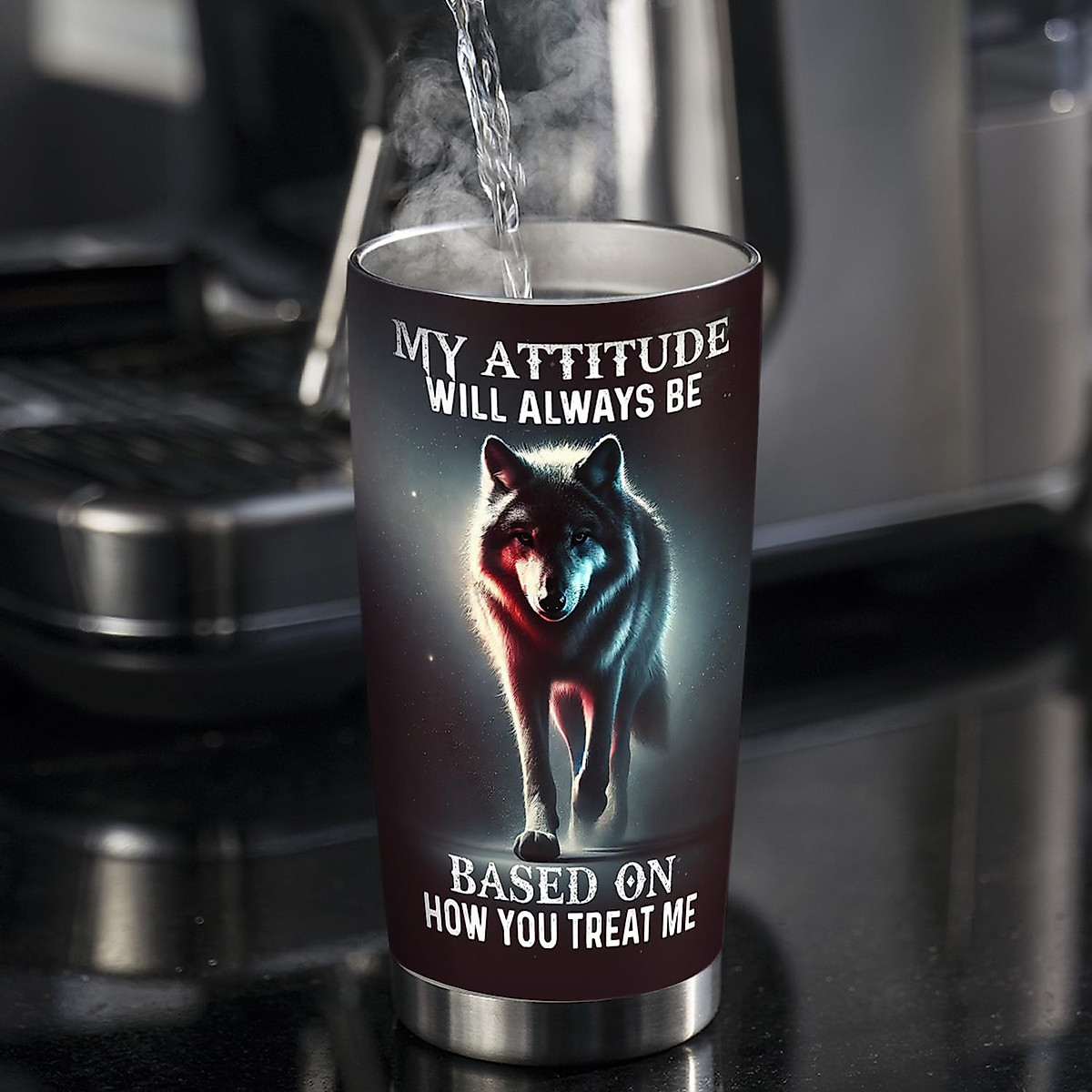 64HYDRO 20oz Wolf Gifts for Men, Women, Wolf Gifts for Wolf Lovers - Valentines Day Gifts for Him, Her - Inspirational Gifts - Wolf Tumbler Cup with Lid, Double Wall Vacuum Insulated Travel Coffee Mug