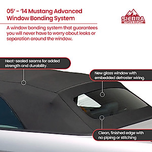 Sierra Auto Tops Replacement Convertible Soft Top Fits 2005-2014 Ford Mustang GT, Shelby, GT500 Models. Premium Grade Sailcloth Vinyl, UV Resistant, Precision Fit, 1-Year Manufacturer Warranty — Black