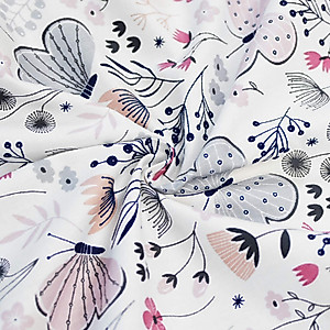 Brandream Butterfly Crib Sheets for Girls Pink Floral Crib Fitted Sheet Farmhouse Boho Nursery Bedding Sheet for Baby/Toddler/Infant,100% Cotton
