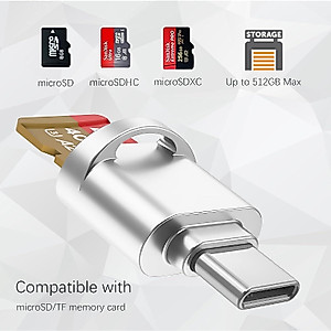 BoxWave Adapter Compatible with Tera Android 11 Barcode Scanner (P400) - Micro SD Card miniReader, USB Type-C OTG Reader USB3.0 Adapter Keychain - Metallic Silver