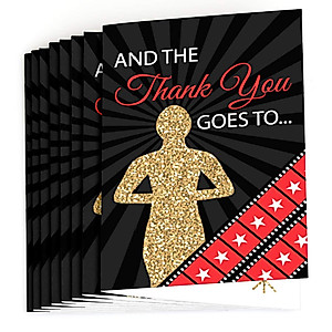 Big Dot of Happiness Red Carpet Hollywood - Movie Night Party Thank You Cards (8 count)