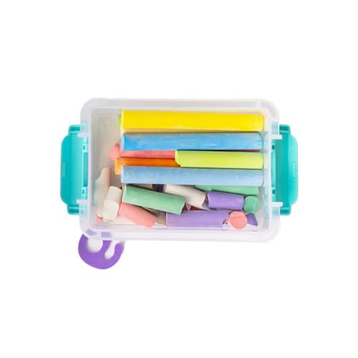 Joy Filled Storage - 4 Clear Stackable Containers 4 lids Each (3x2.5x1in) - with Turquoise Detail for Craft, Ideal for Food Storage and Organizing Containers