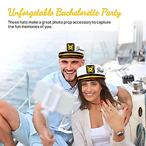 Bride Groom Captain's Hat - Groom to Be Bachelor Hat, Funny Bride Hats with veil Bridal Shower Gifts Bachelorette Party Accessories