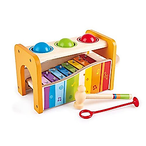 Hape Pound & Tap Bench with Slide Out Xylophone - Award Winning Durable Wooden Musical Pounding Toy for Toddlers