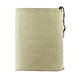 Ogrmar Patio Furniture Cover, Round Outdoor Waterproof & Sun Resistant Table Set Cover,Beige and Brown (96 x 27.5 inch)