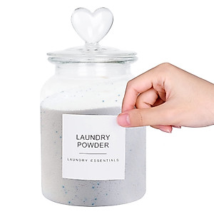 Mustry 156 Minimalist Laundry Labels for Jars Household Organization, Self-adhesive Stickers Easy to Peel Off and Reposition, Waterproof White Matte Stickers Include Reference Sheet for Quick Indexing
