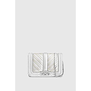 Rebecca Minkoff Chevron Quilted Small Love Crossbody, Silver/Gold