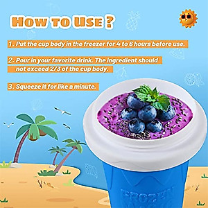 Slushie Maker Cup, Slushie Maker Magic Squeeze Cup Double Layer Squeeze Cup, Homemade Milkshake Maker Cooling Cup DIY for Family (Blue)