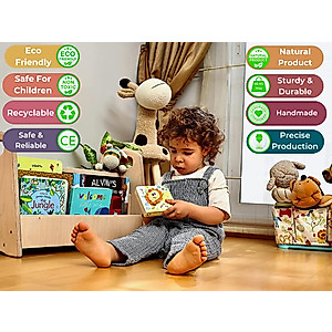 Montessori Freestanding Bookshelf | Storage Bookshelf | Easy Access Wooden Book Rack | Storage with Wooden Shelves for Your Kid's Books | Perfect Height for Kids (Medium)