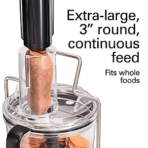 Hamilton Beach Professional Stack & Snap Food Processor & Veggie Spiralizer for Slicing, Shredding and Kneading, Extra-Large 3" Feed Chute Fits Whole Vegetables, 12 Cups, Stainless Steel (70815)