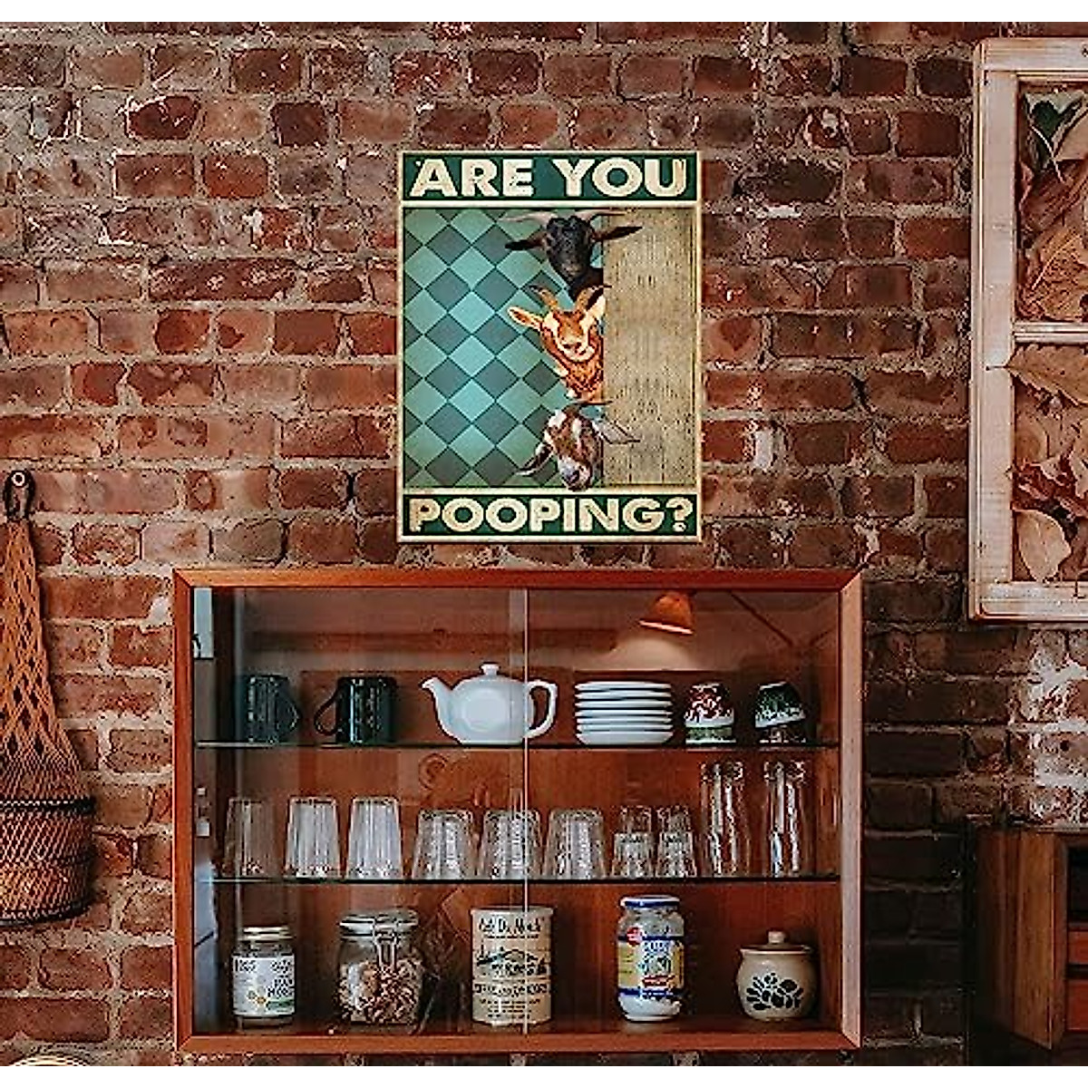 Luoboken Funny Metal Tin Signs Funny Goat Signs, are You Pooping Signs, Nice Wall Art, Your Napkins Signs, Farming Animal Lovers Gift, Goat Lover Signs Metal Sign for Kitchen 8X12inch