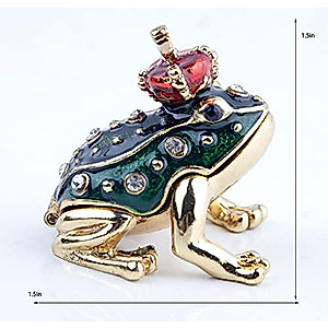 SEVENBEES Small Frog Prince Trinket Boxes Hinged Frog Figurine Jewelry Boxes Gift for Girls Women