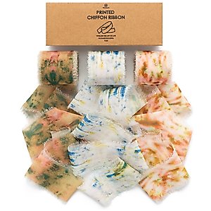 Vitalizart Orange Chiffon Ribbon Silk Like 1 1/2 Inch Printed Frayed Ribbon for Gift Wrapping Wedding Invitations Flower Bouquets Bridal Shower 21 Yard